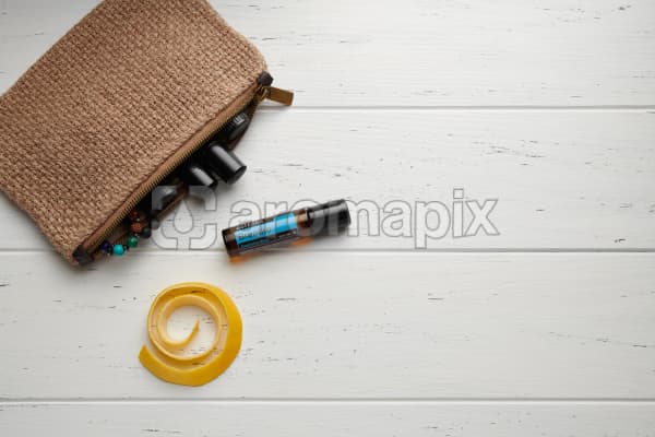 Doterra Breathe Touch Lemon Peel Wooden Background Stock Photo yy74tt80i843
