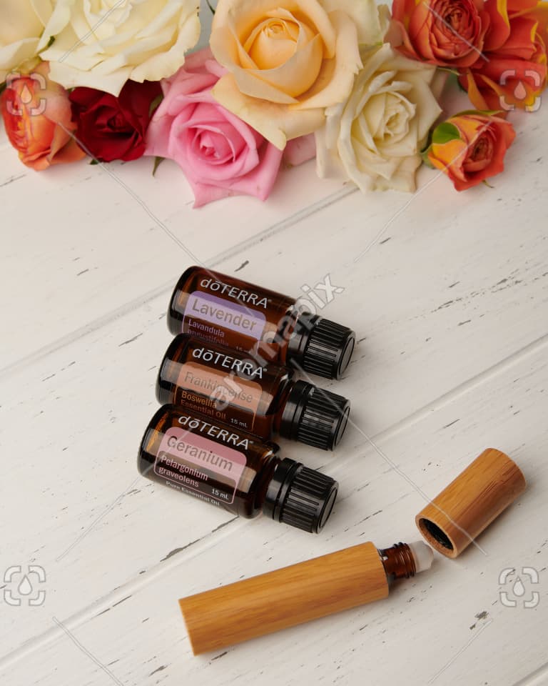 Doterra Lavender Frankincense And Geranium Roller Bottle Stock Photo ...